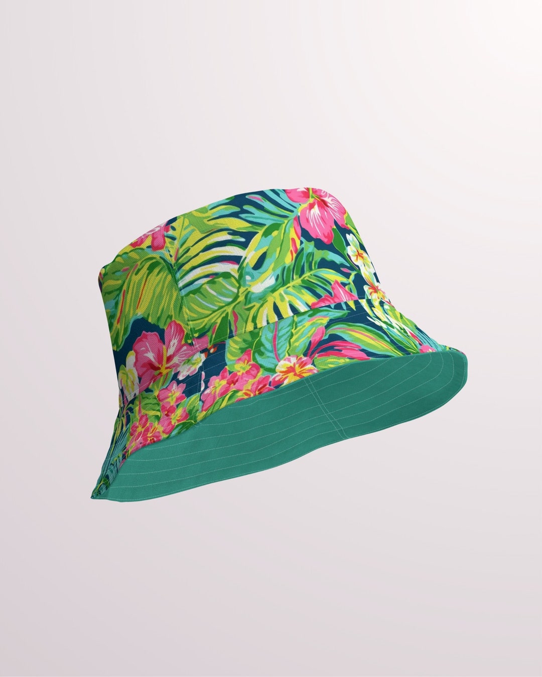 Tropical Floral Reversible Bucket Hat Unisex Hat With Sun Protection ...