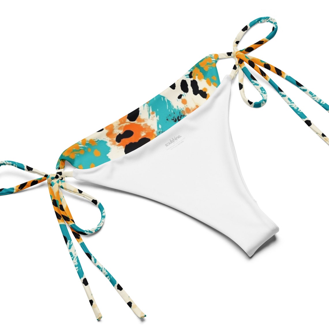 Animal Print Side Tie String Bikini Set Teal & Gold Womens Minimal ...