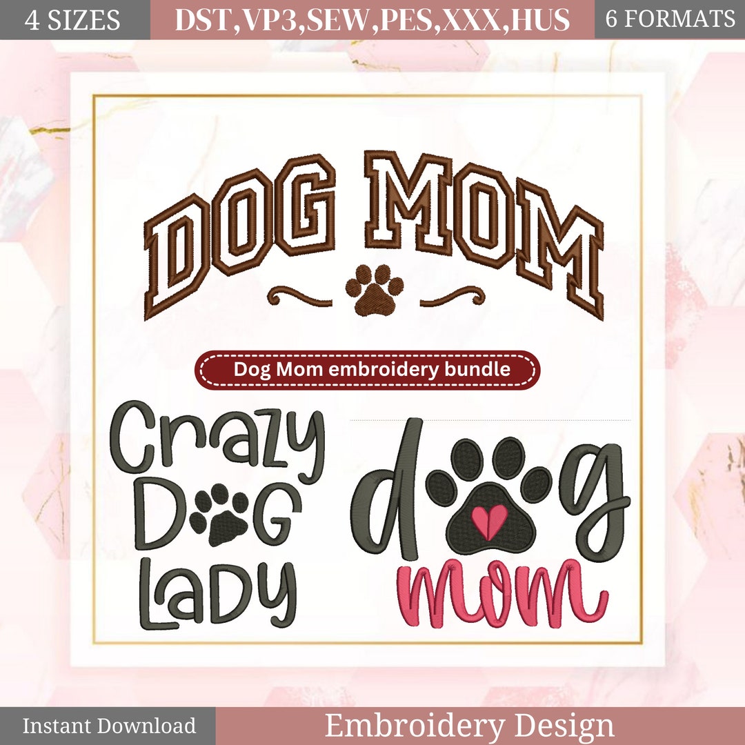 Dog Mom Embroidery Design Mothers Day Embroidery Dog Lover Embroidery ...