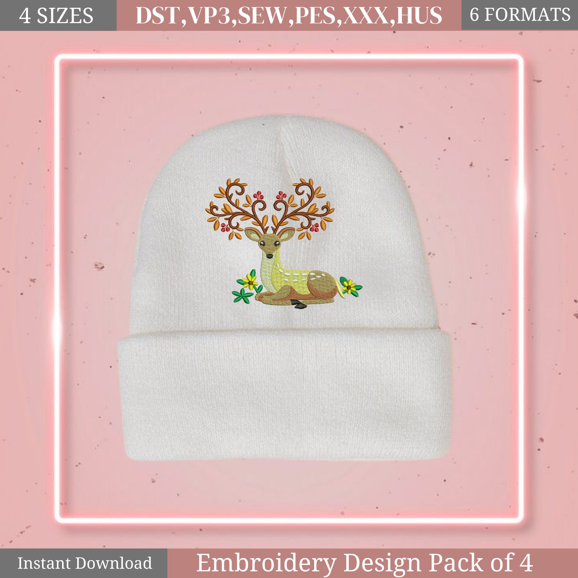 Deer Embroidery Design Deer Embroidery File Deer Antlers Deer Hunting ...