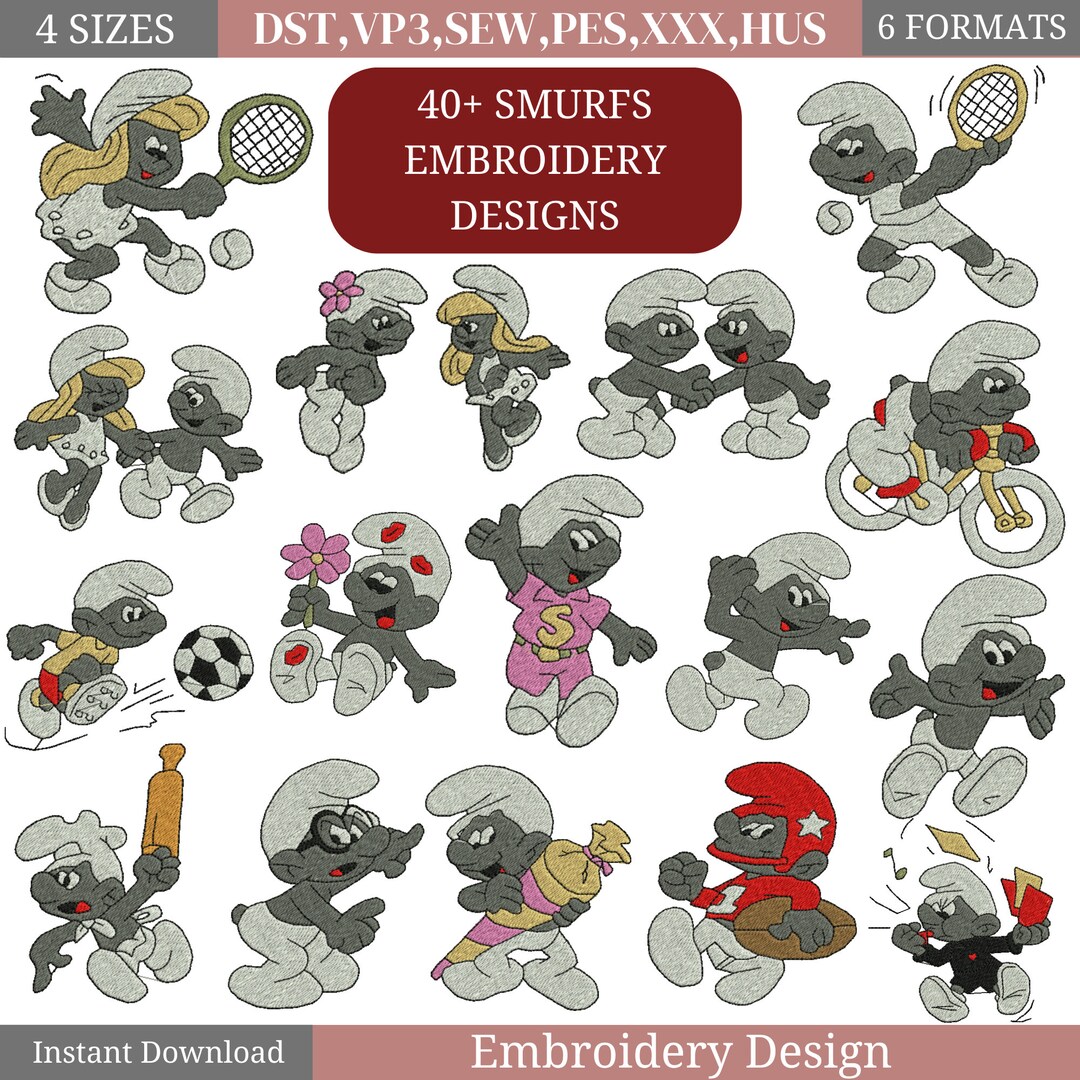 Smurf Embroidery Designs, Smurf Embroidery Pattern, Smurf Embroidery ...