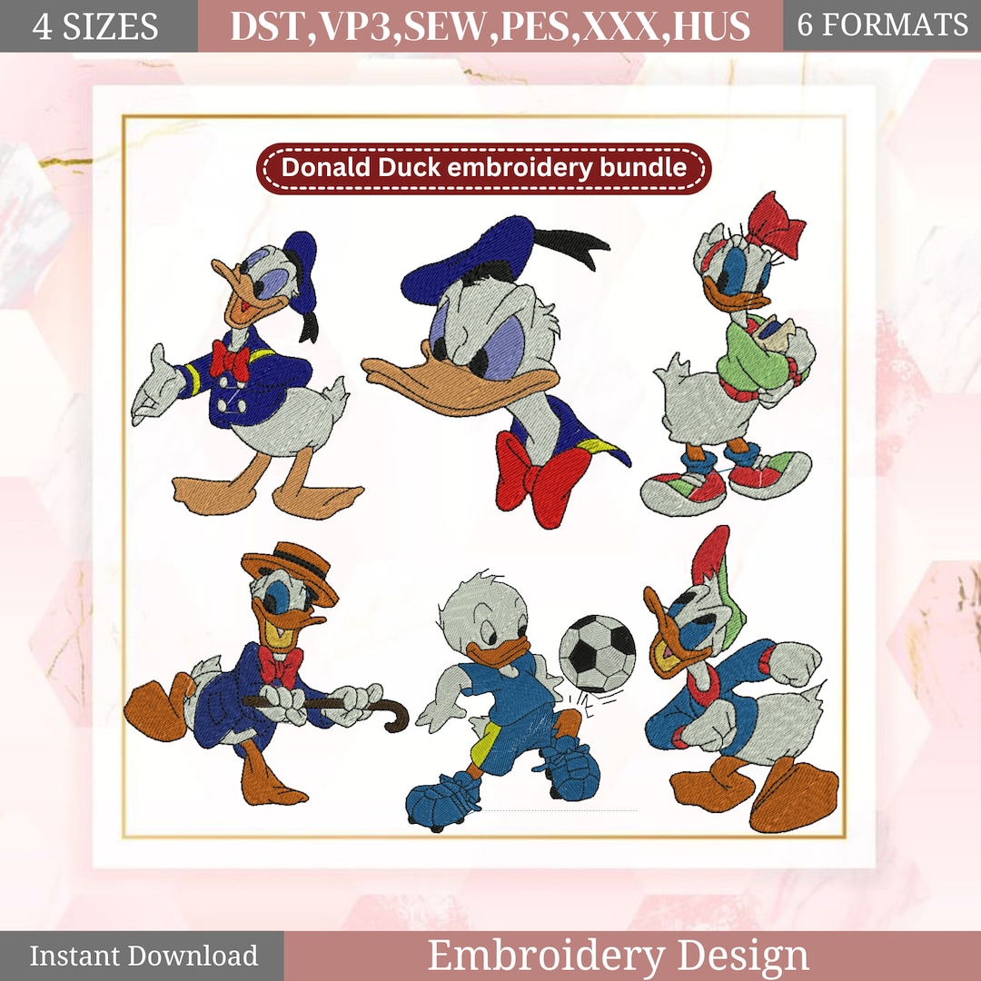 Donald Duck Embroidery, Duck Embroidery, Mickey Mouse Embroidery ...
