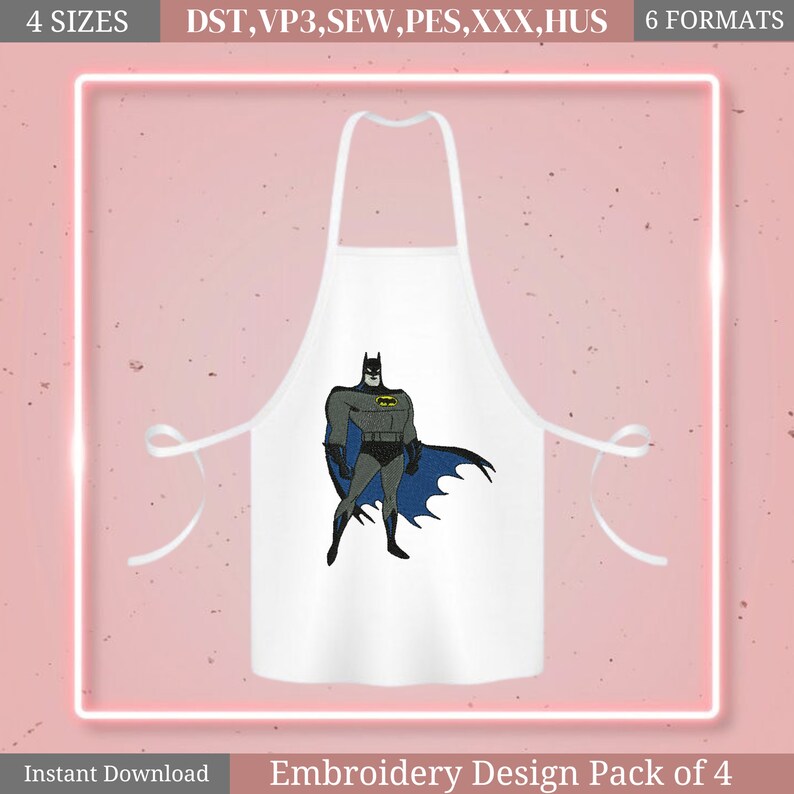 Batman Embroidery Design, Cartoon Batman, Superhero Embroidery ...
