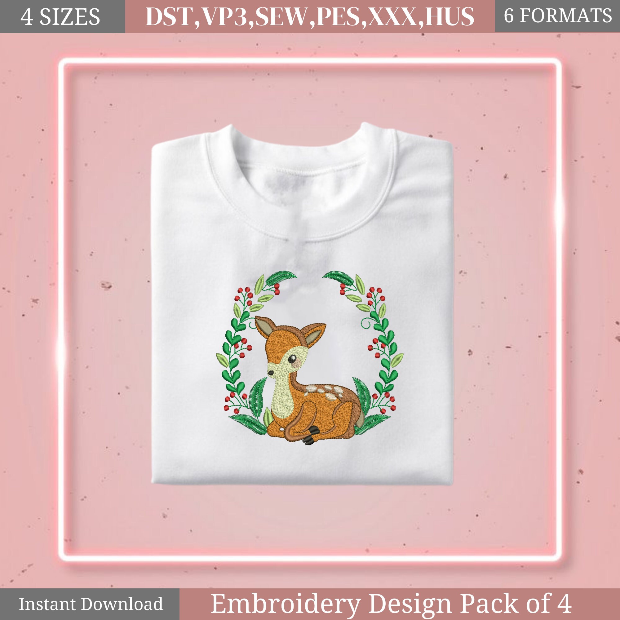 Deer Embroidery Design Deer Embroidery File Deer Antlers Deer Hunting ...