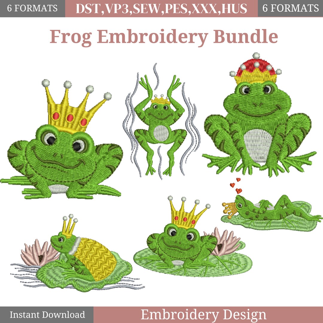 Frog Embroidery Design Mini Frogs Embroidery Animal Embroidery File ...