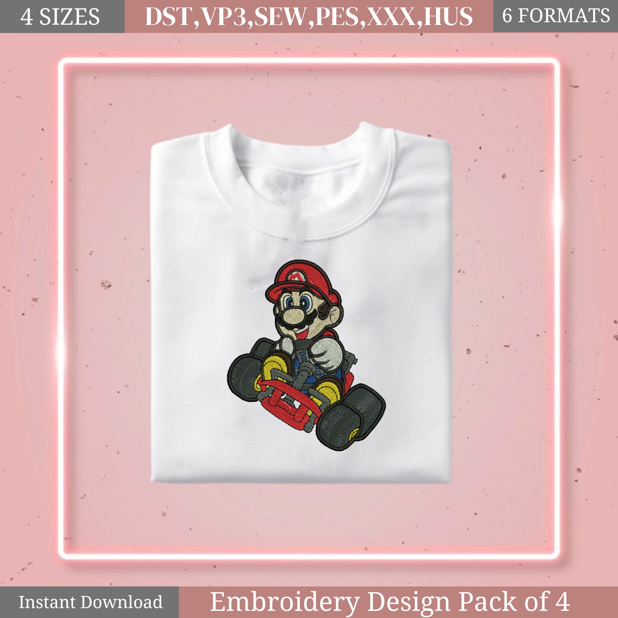 Mario Embroidery Design, Super Mario Embroidery, Mario Kart Embroidery ...