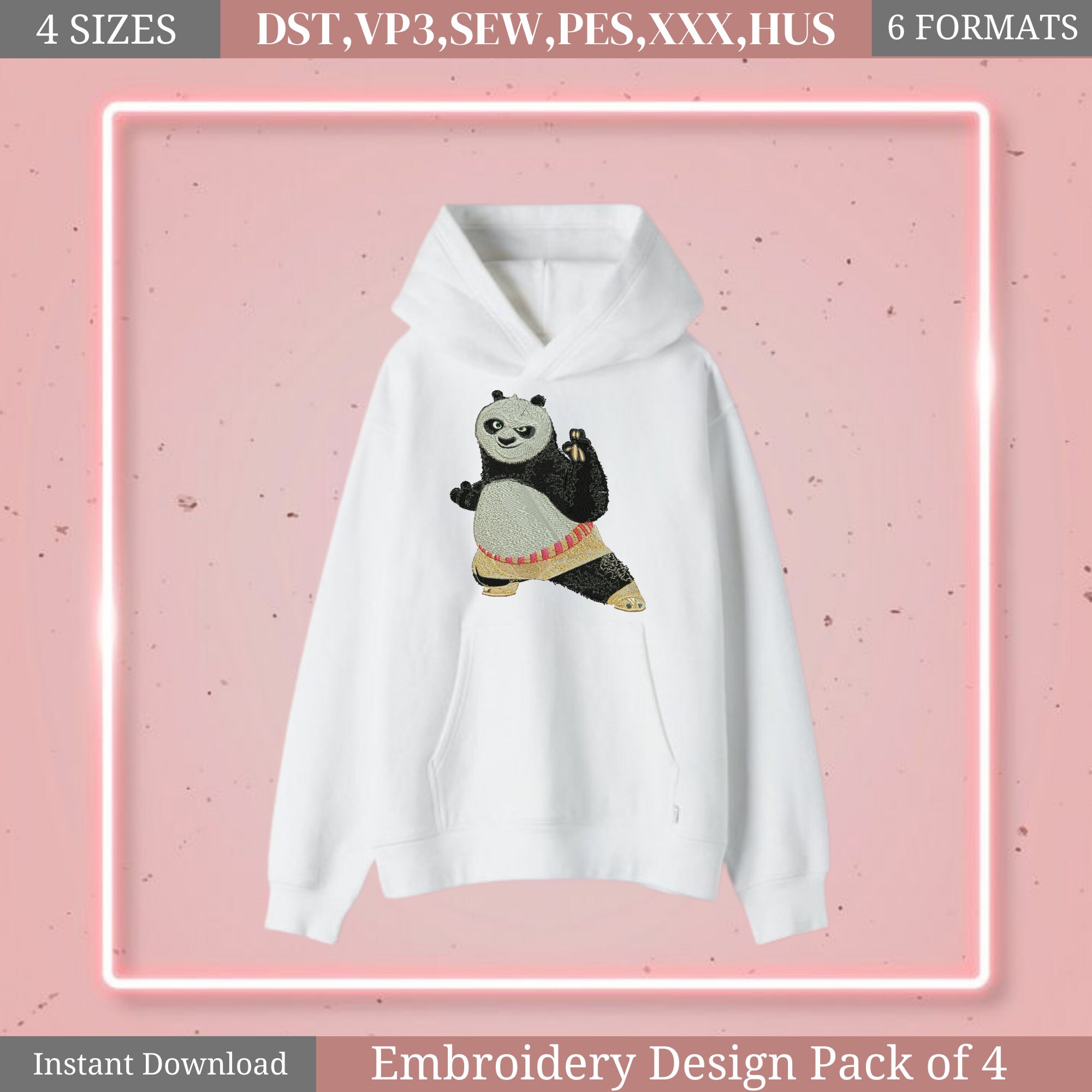 Kung Fu Panda Embroidery Design Cute Panda Machine Embroidery Hugging ...