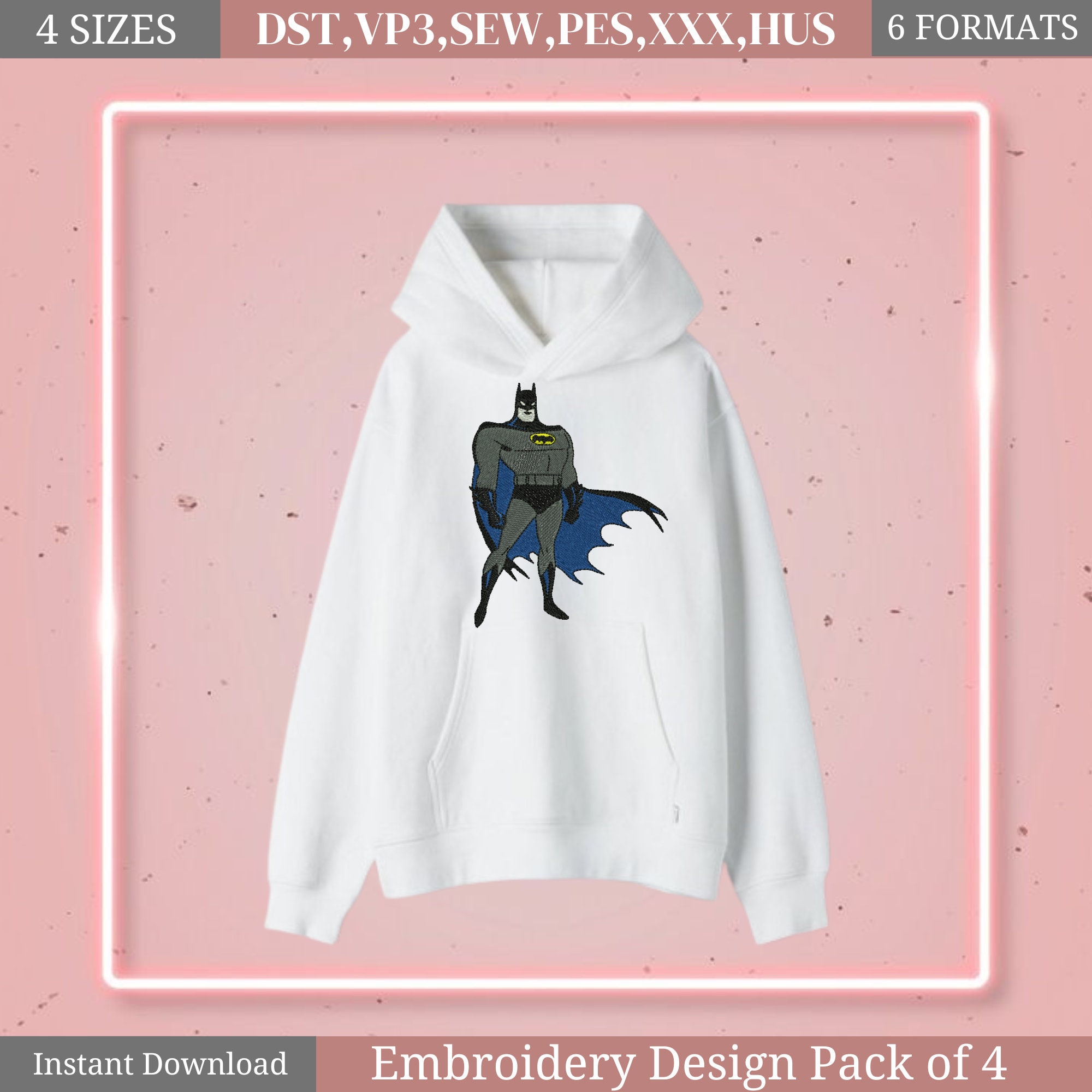 Batman Embroidery Design, Cartoon Batman, Superhero Embroidery ...