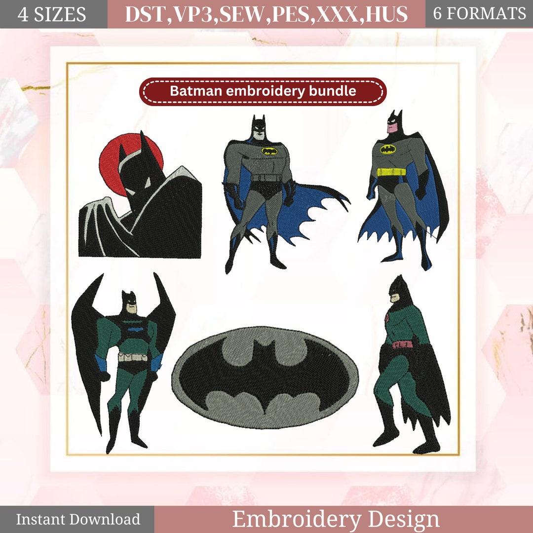 Batman Embroidery Design, Cartoon Batman, Superhero Embroidery ...