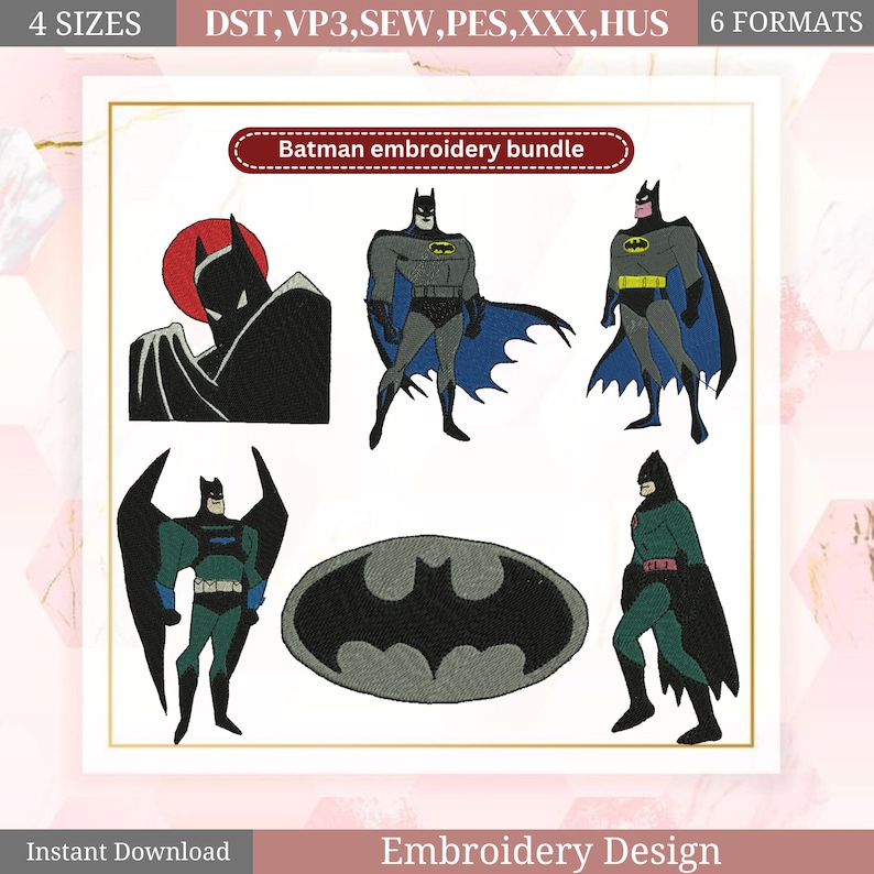 Batman Embroidery Design, Cartoon Batman, Superhero Embroidery ...