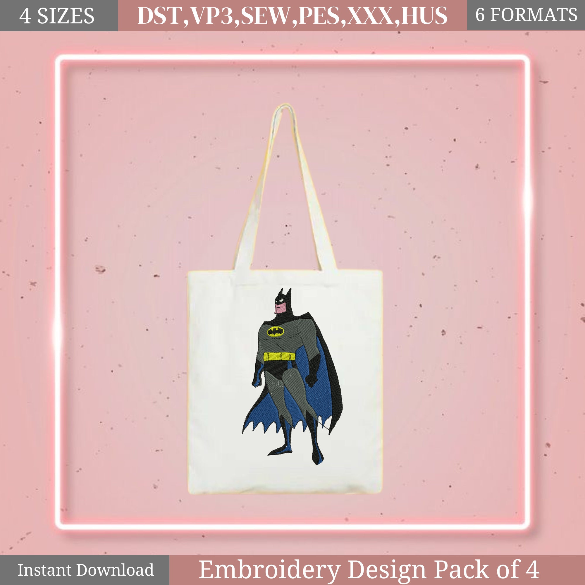 Batman Embroidery Design, Cartoon Batman, Superhero Embroidery ...