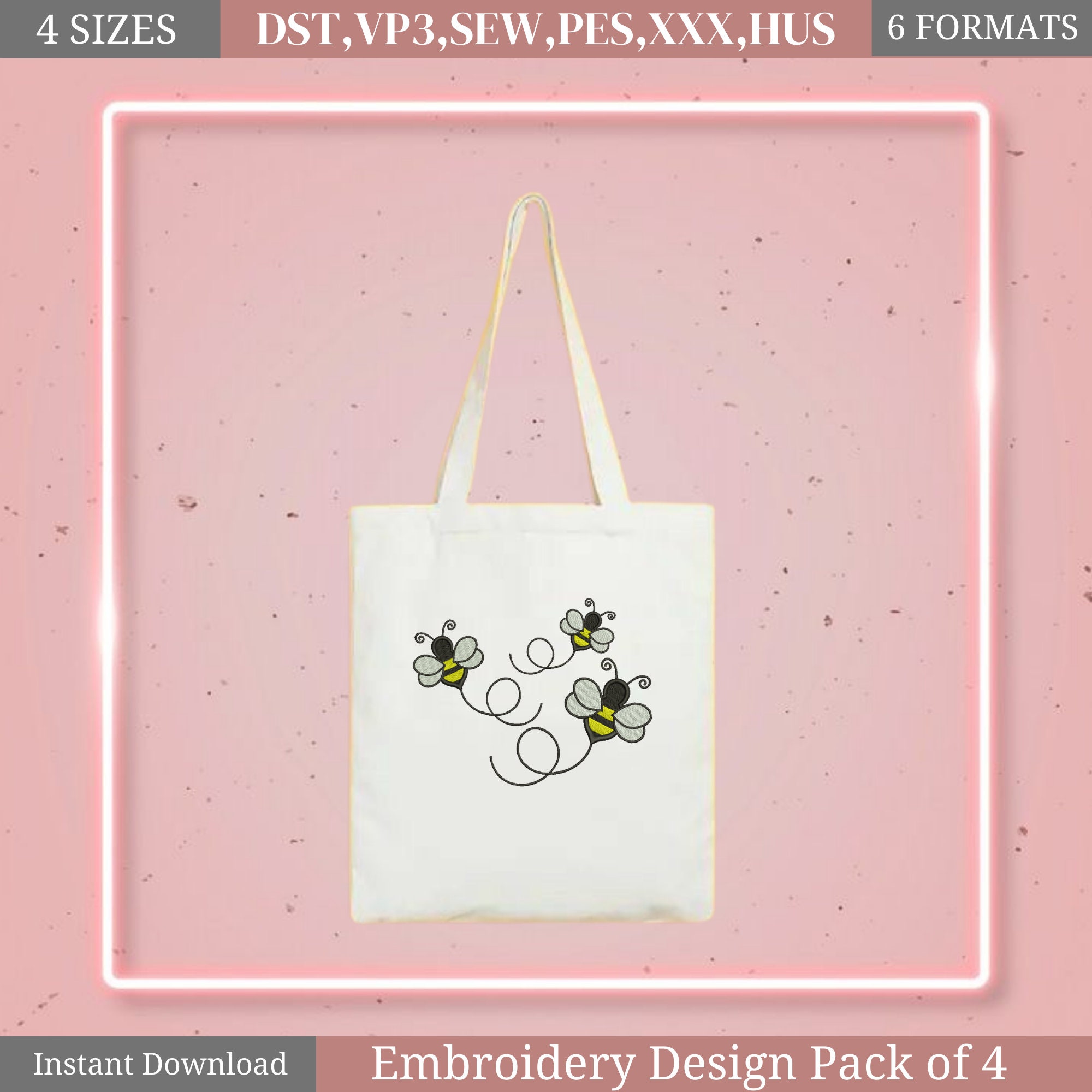 Bee Embroidery Design Large Bee Machine Embroidery File Bumble Bee ...