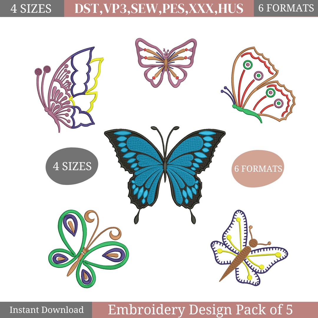 Butterfly Embroidery Design Butterfly Embroidery File Mini Embroidery ...