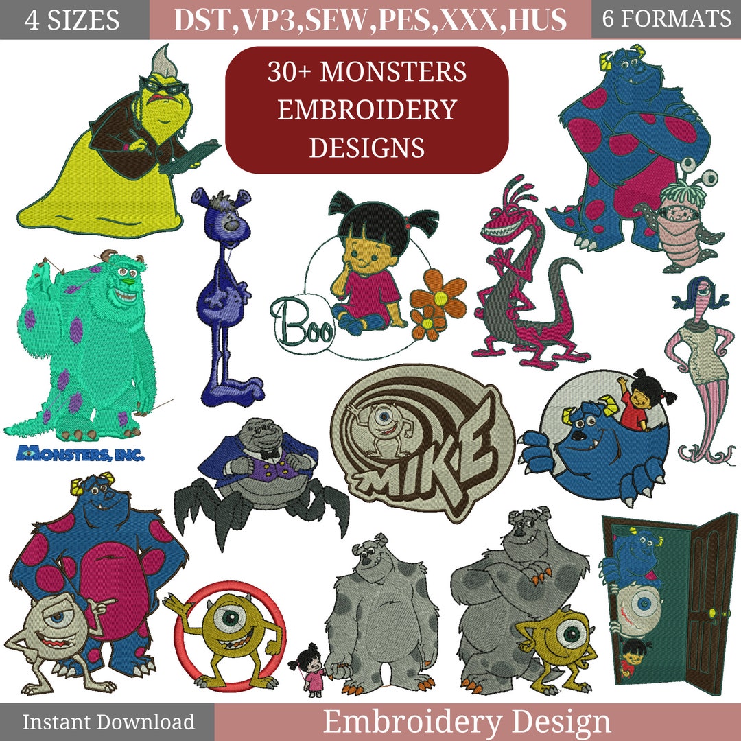 Monster Embroidery Designs, Halloween Embroidery, Monster Embroidery ...