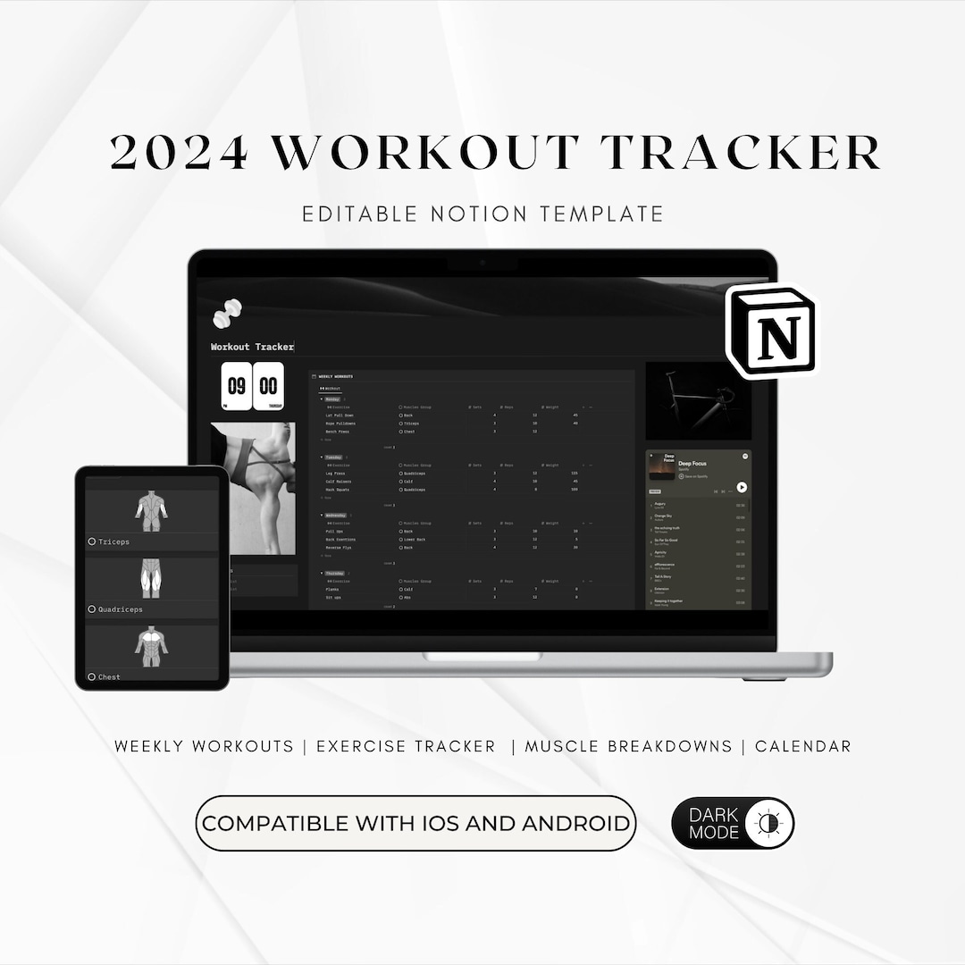 Notion Ultimate Workout Planner 2024 All-in-one Notion Dashboard Advanced Exercise Log Personal ...