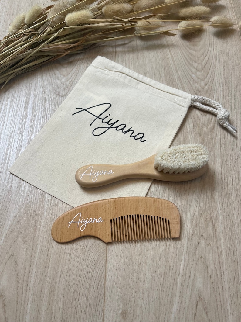 Baby Comb and Brush Set With Name - Baby Gift Set - Personalized ...