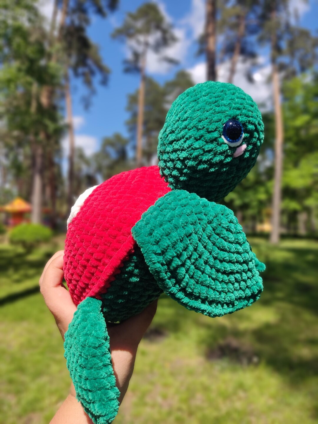 Crochet Play Button Turtle: Handmade Plush Sea Turtle - Etsy