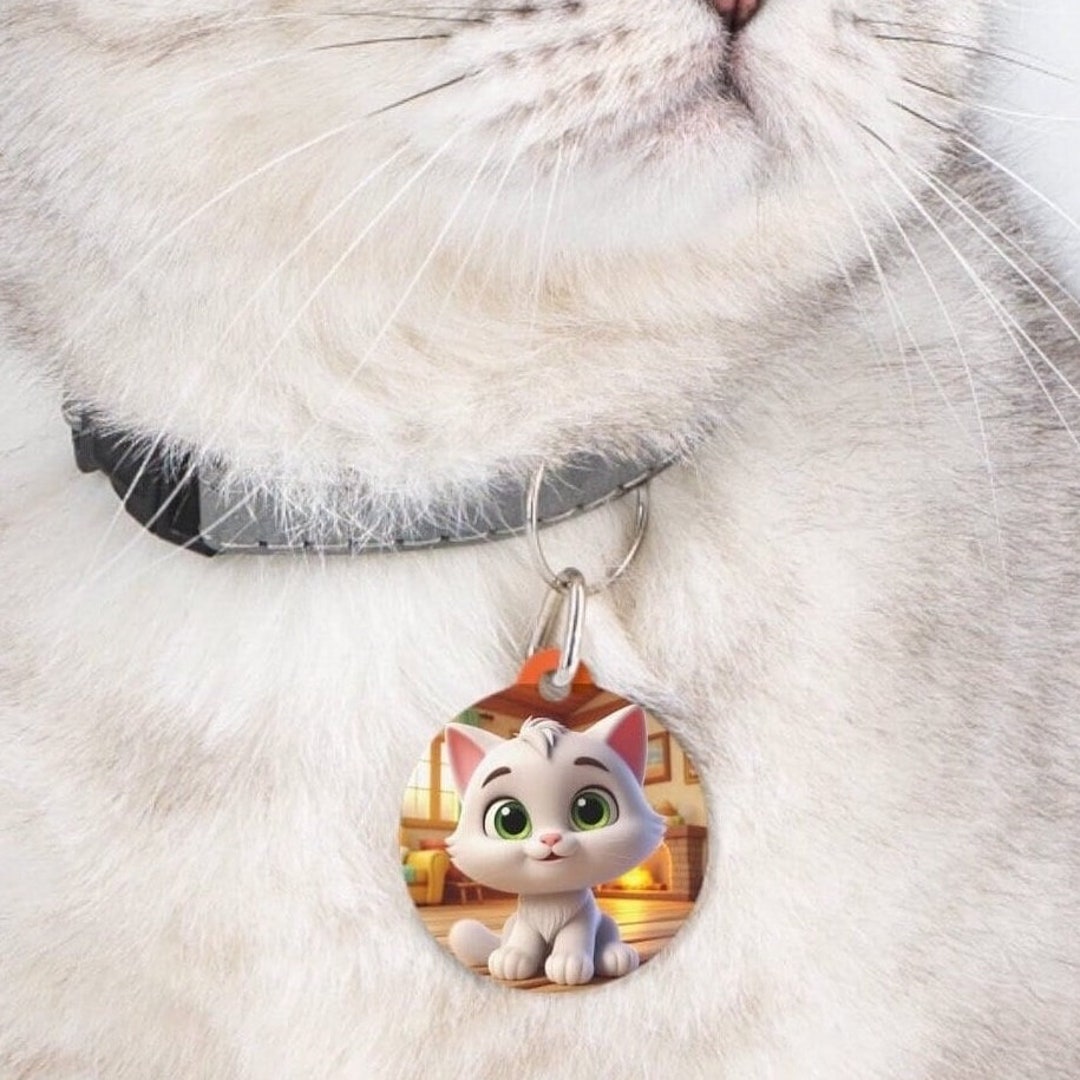 Custom Cartoon Pet Tag Portrait Cute Cat Portrait Pixarstyle Tag Cute ...