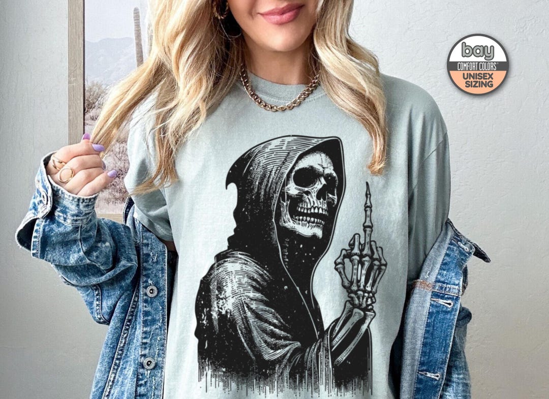 Grim Reaper Middle Finger Unisex Comfort Colors® 1717 Shirt - Etsy