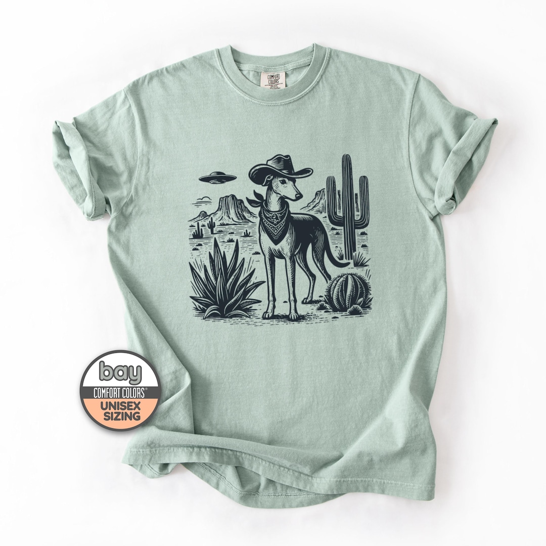 Vintage Greyhound UFO Shirt, Retro Cowboy Alien Dog Shirt, Funny ...