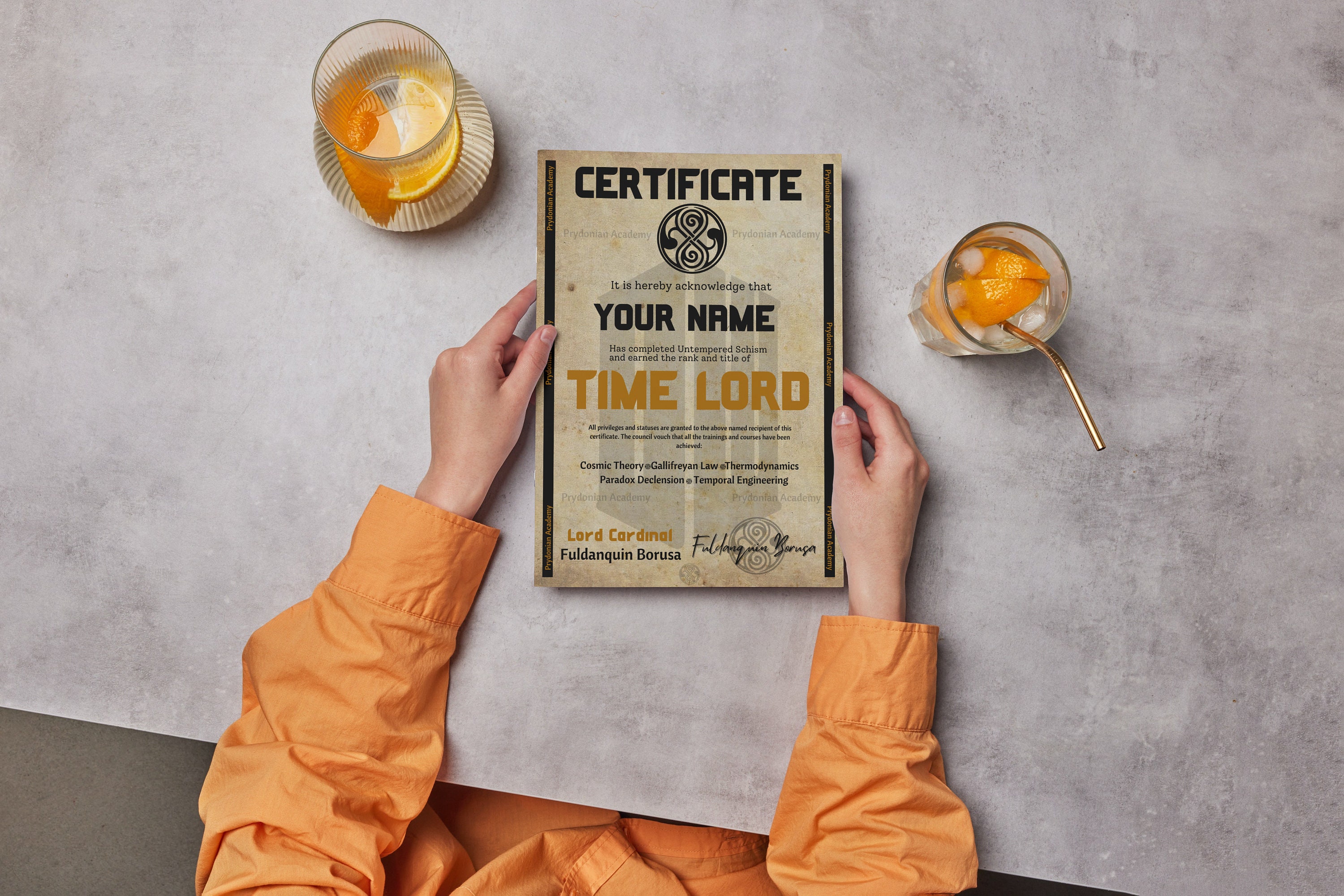 Doctor Who Time Lord Certificate - Personalized With Your Name. Time ...