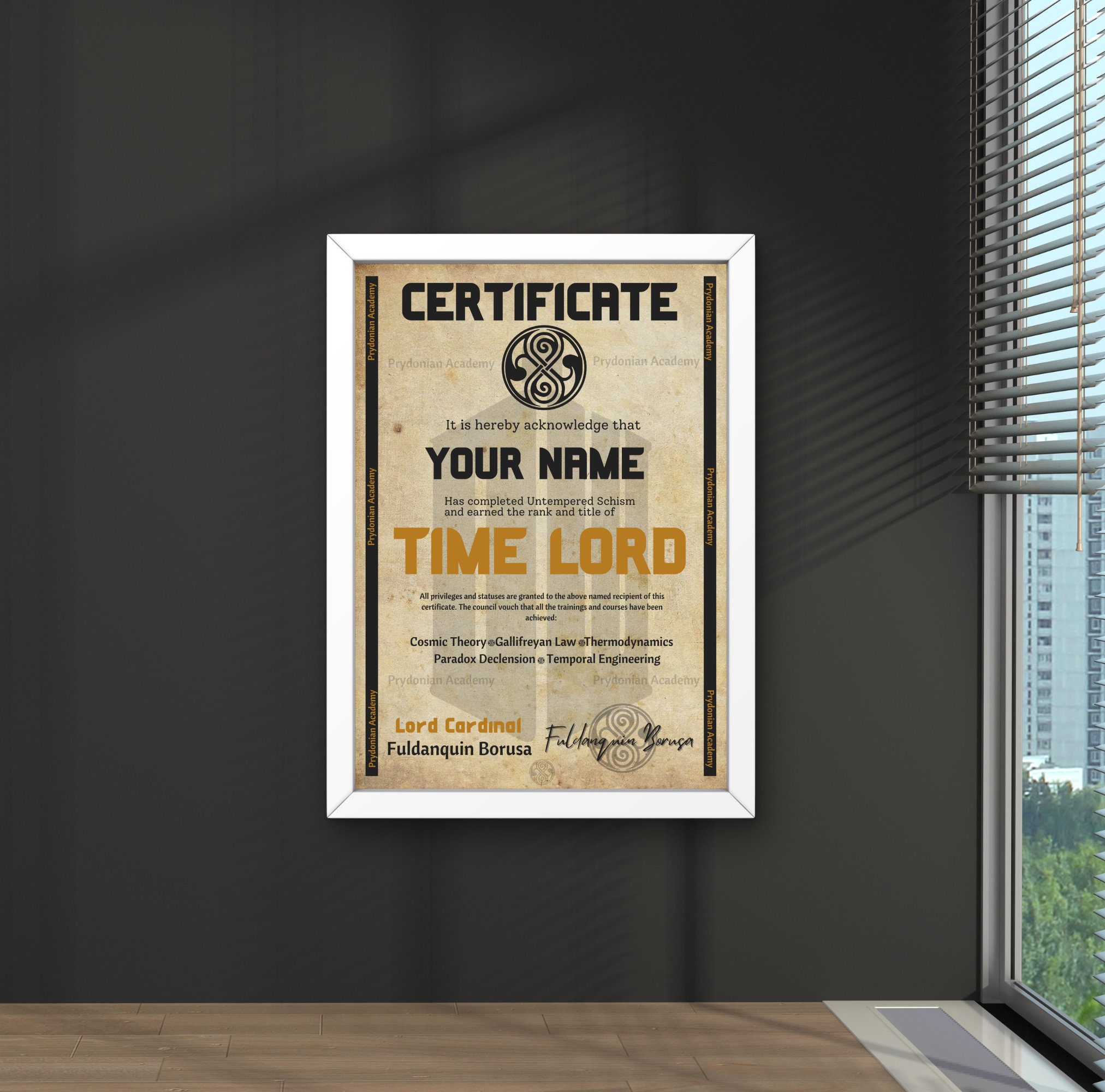 Doctor Who Time Lord Certificate - Personalized With Your Name. Time ...