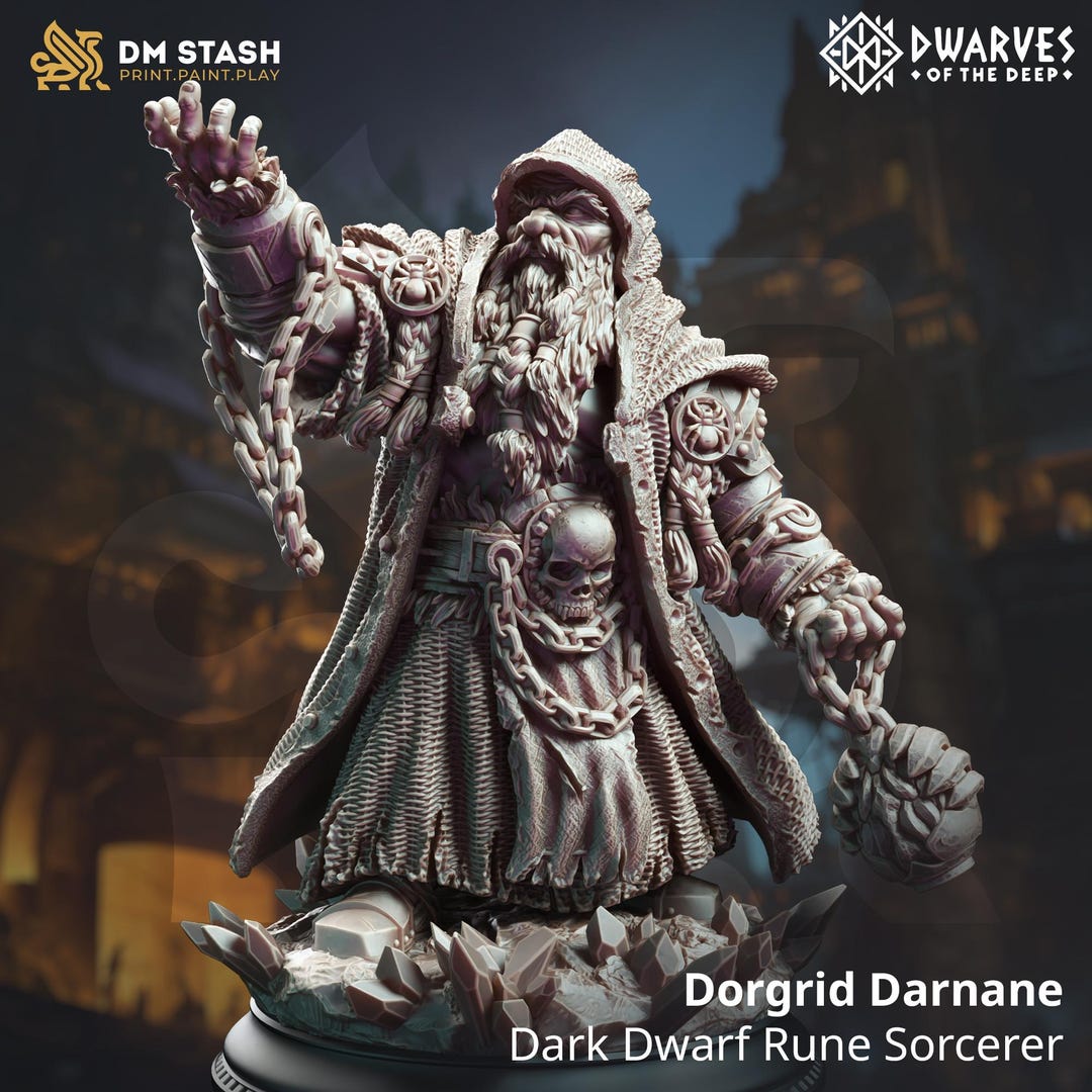 Dwarf Wizard, Sorcerer, Warlock, Mage Miniature Dorgrid Darnane – Dark ...