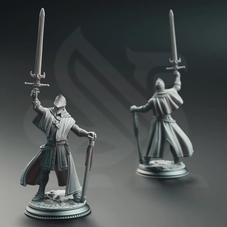 32mm Resin Dnd Miniature – Vicar Atticus Human Cleric Paladin Fighter ...