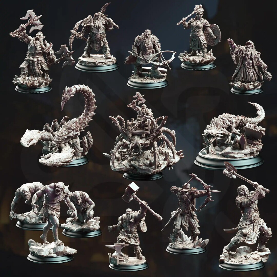 Dwarves of the Deep Base Miniature Set for Dnd. Plus, Campaign. - Etsy