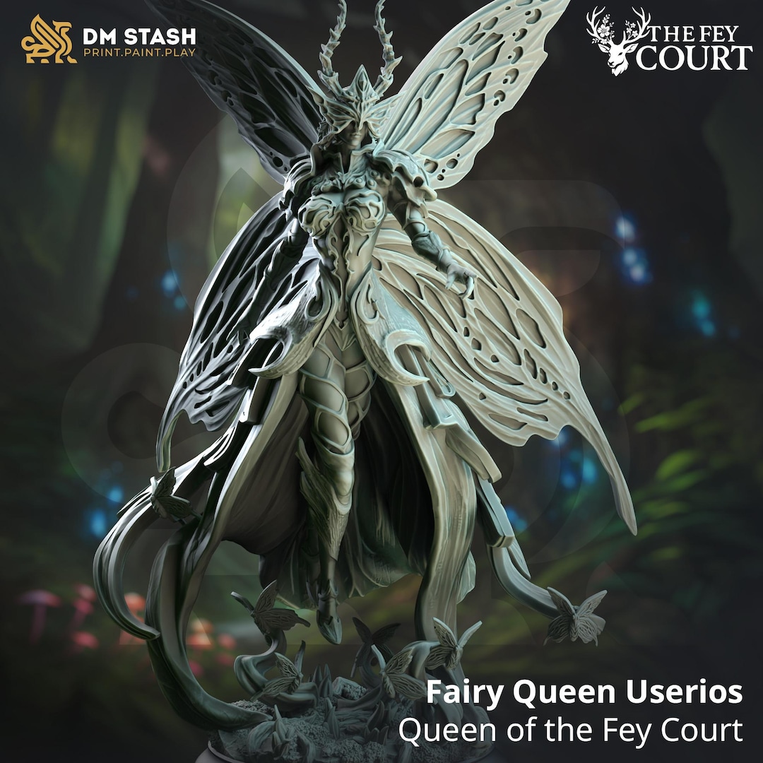 Faerie Queen Userios Fey Sorcerer Miniature | 32mm 75mm Mage Hero for ...