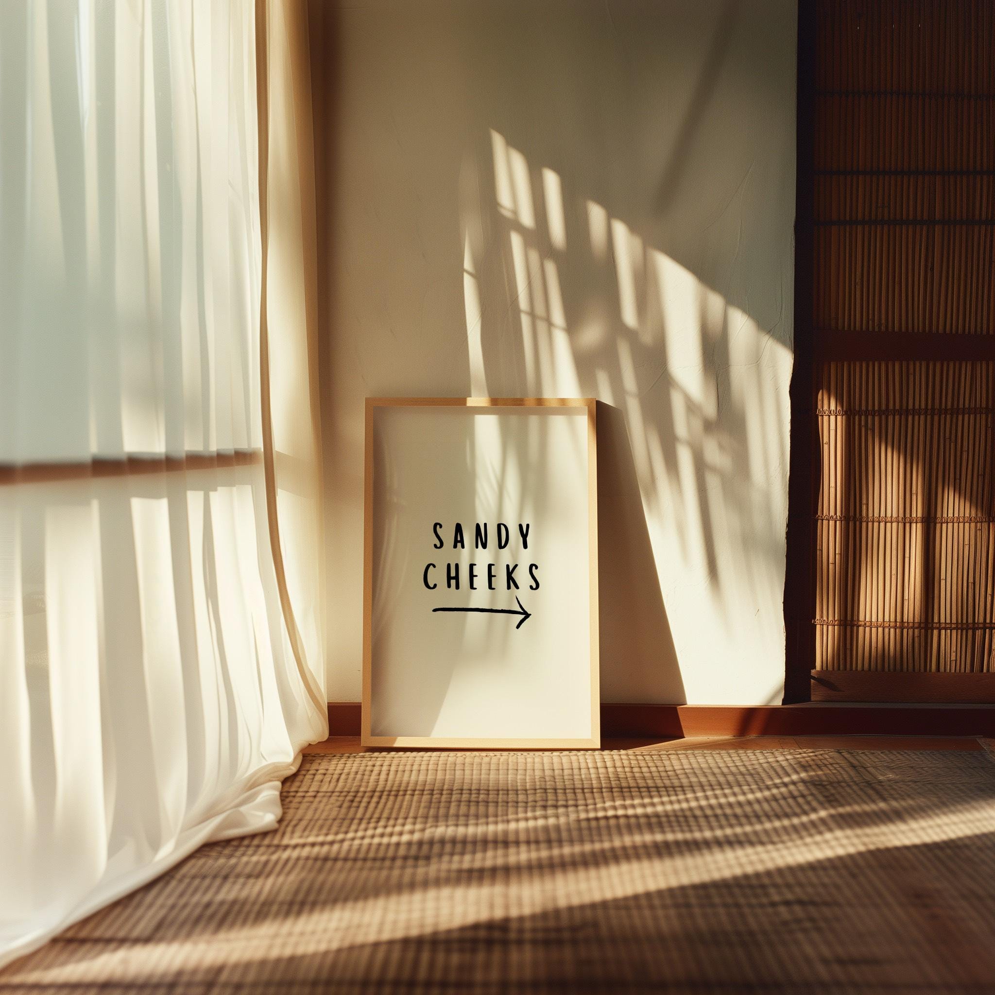 Sandy Cheeks Beach Saying Digital Art Print, Beach Wall Art, Beach ...