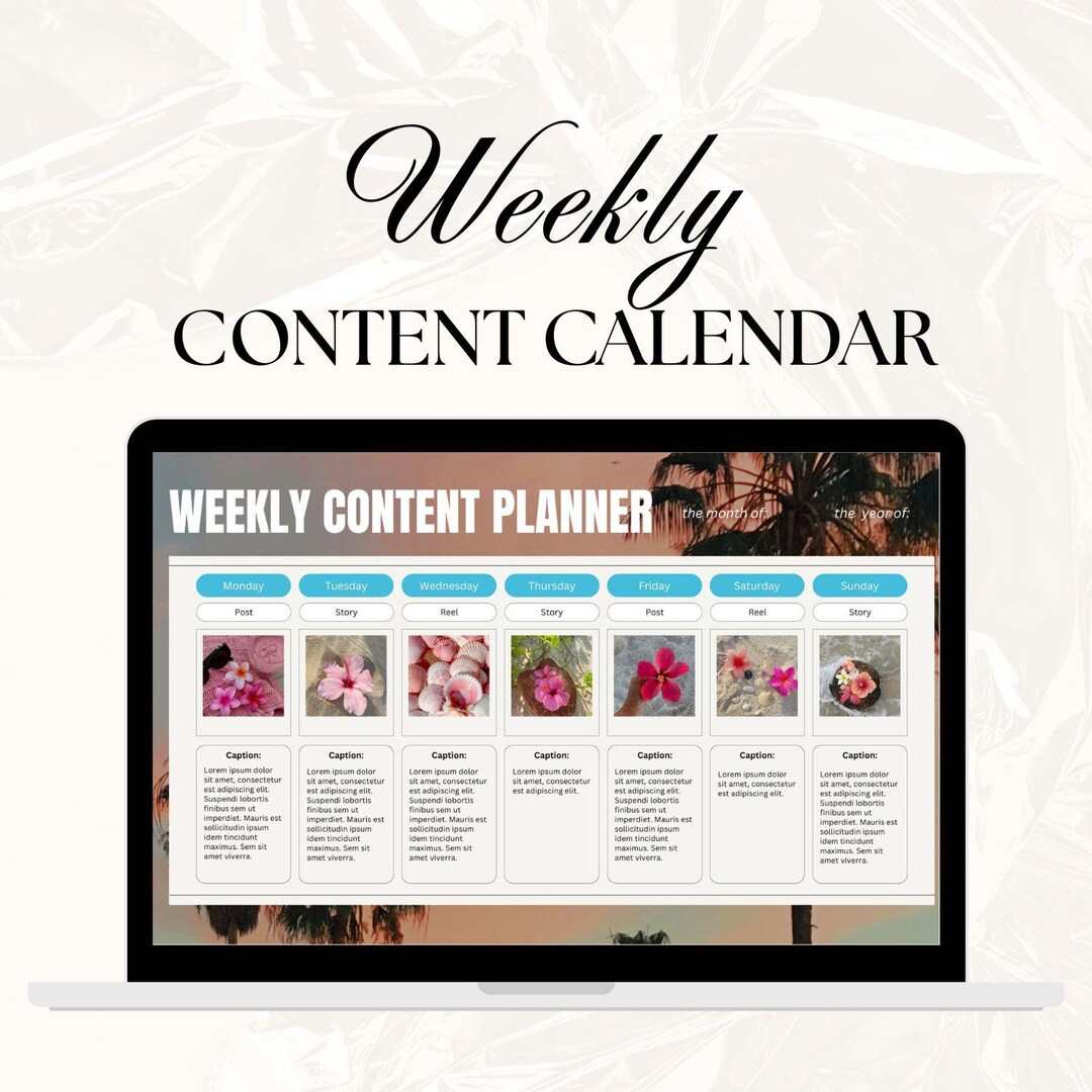 Social Media Weekly Content Planner | Editable Content Planner Calendar ...