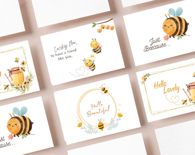 Bee Card, Blank Greeting Cards With Envelope Thank You Note Busy Bee ...