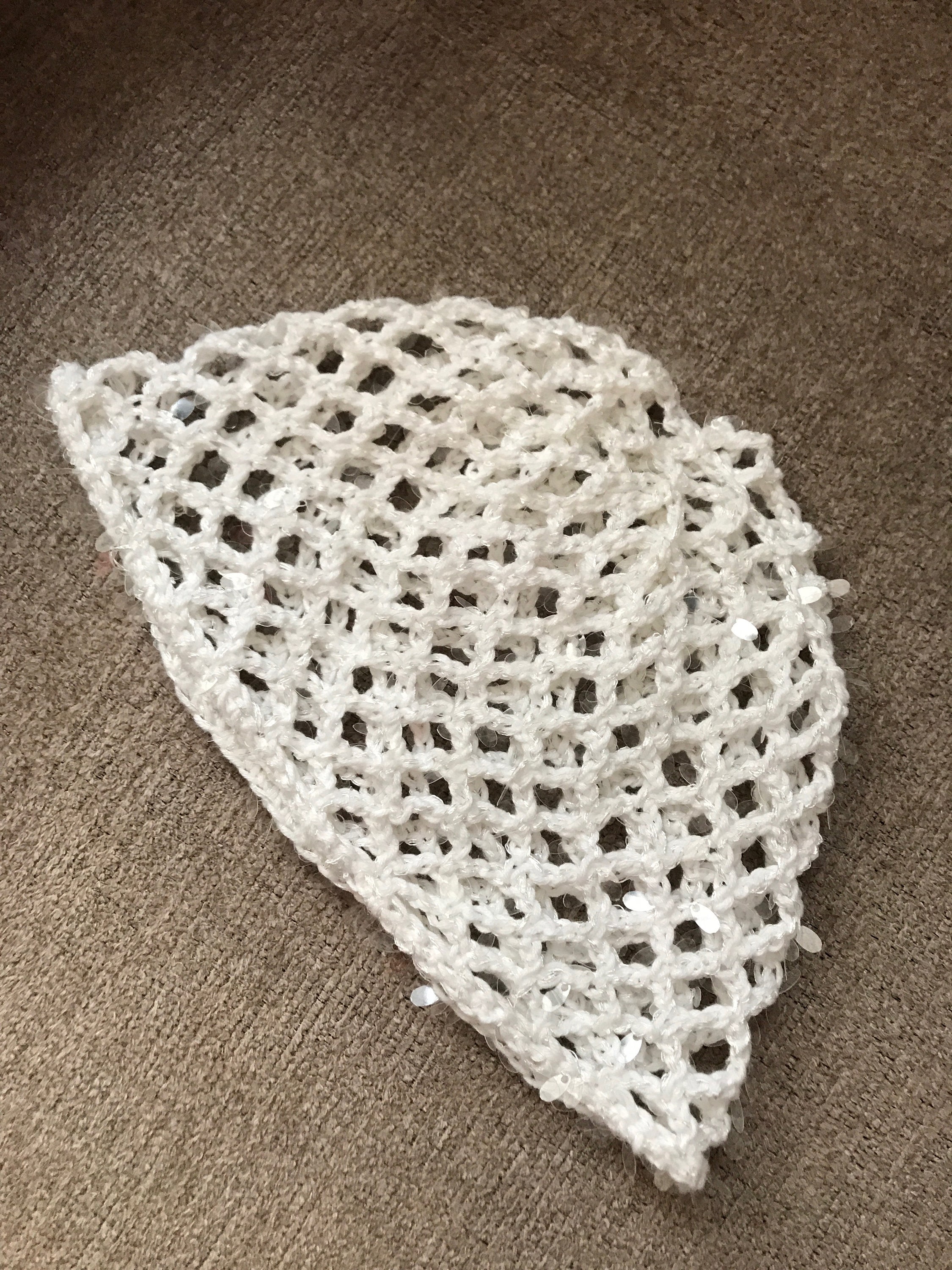 Crochet Mesh Hat With Sequins, Crochet Skull Cap, Crochet Mesh Beanie ...