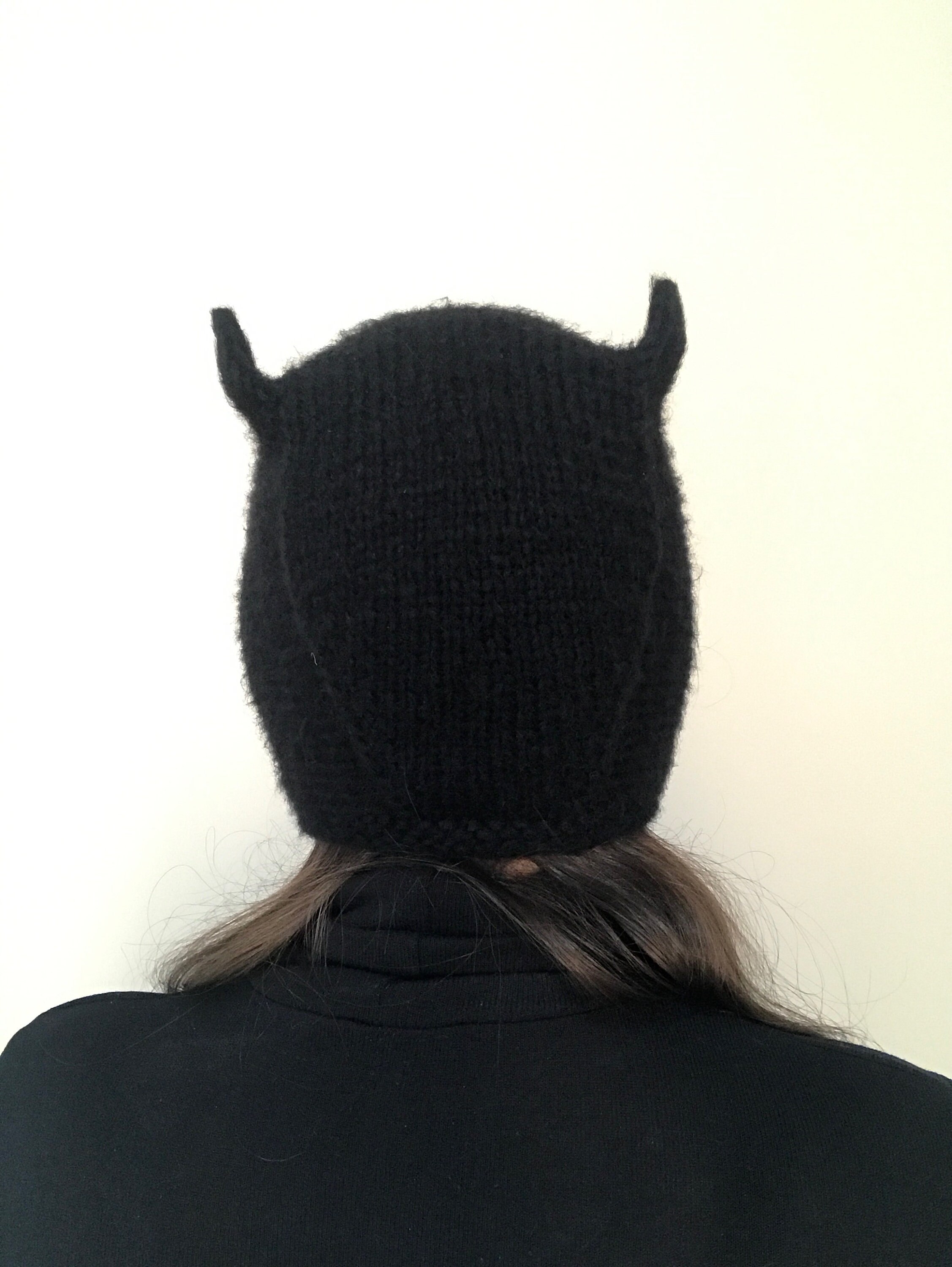 Devil Bonnet Red Knit Cat Bonnet Cat Ears Hat Mohair Knit Adult Bonnet ...