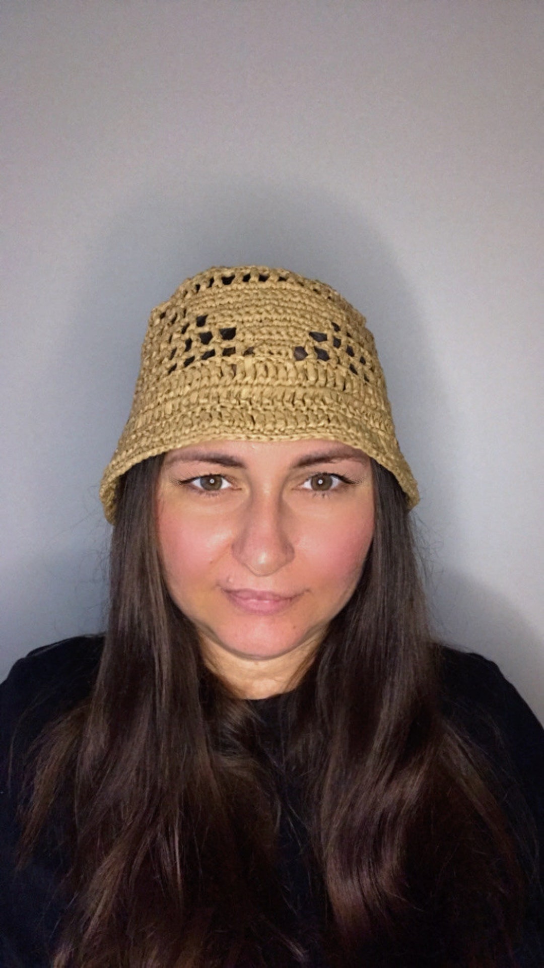 Crochet Raffia Bucket Hat, Handmade Raffia Bucket Hat, Raffia Beach ...