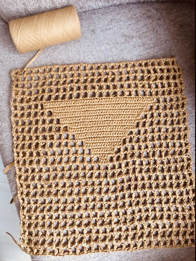 Crochet Raffia Tote Bag, Beach Raffia Bag, Personalized Hobo Bag, Mesh ...