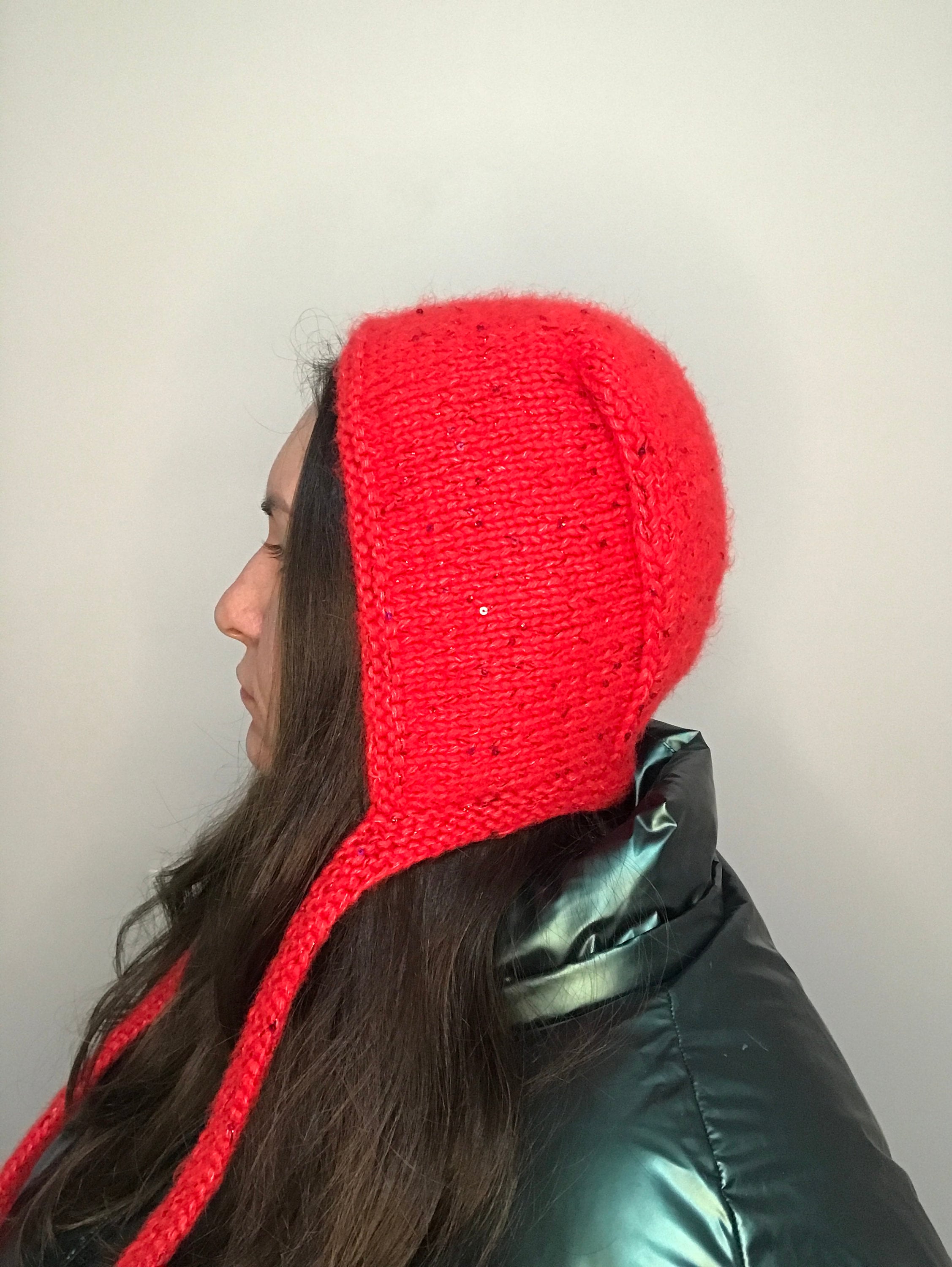 Mohair Knit Bonnet With Sequins, Shiny Bonnet, Mohair Knit Bonnet, Wool ...