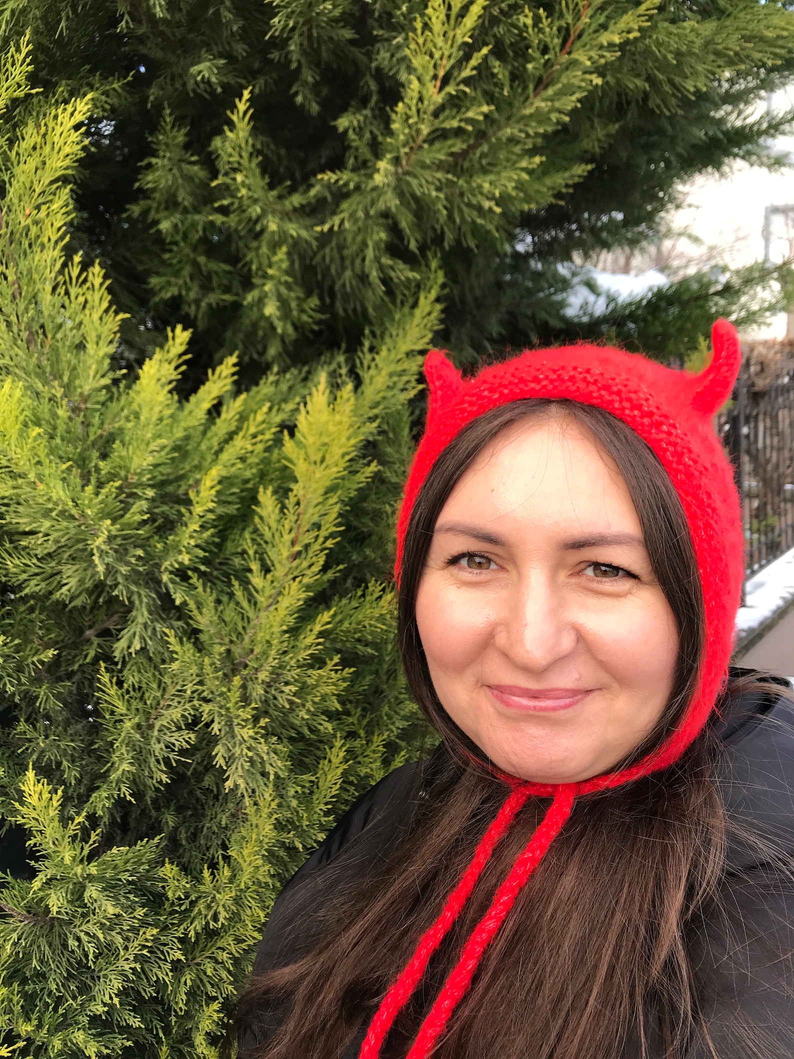 Devil Bonnet Red Knit Cat Bonnet Cat Ears Hat Mohair Knit Adult Bonnet ...