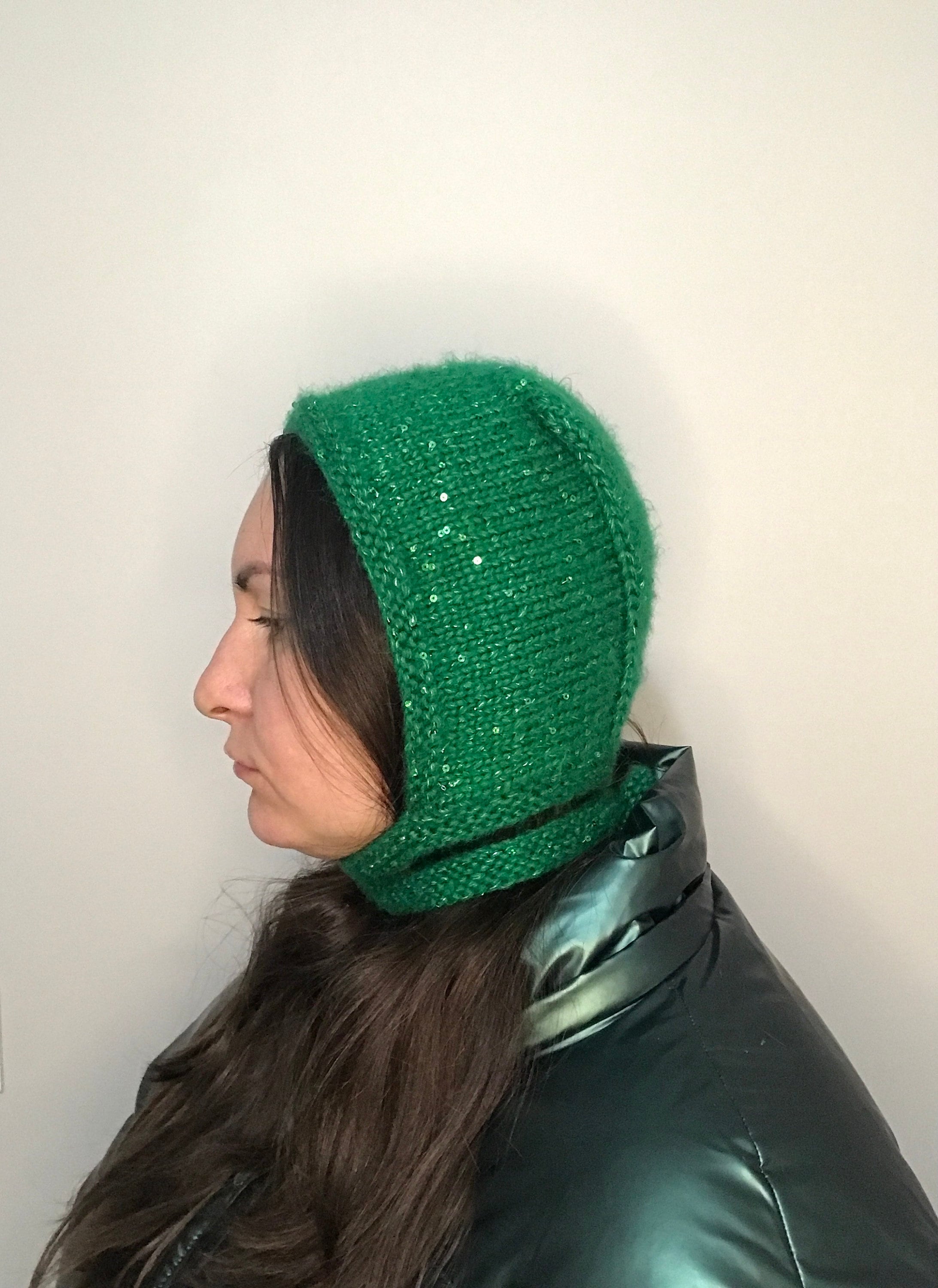 Mohair Knit Bonnet With Sequins, Shiny Bonnet, Mohair Knit Bonnet, Wool ...