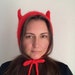Devil Bonnet Red Knit Cat Bonnet Cat Ears Hat Mohair Knit Adult Bonnet ...