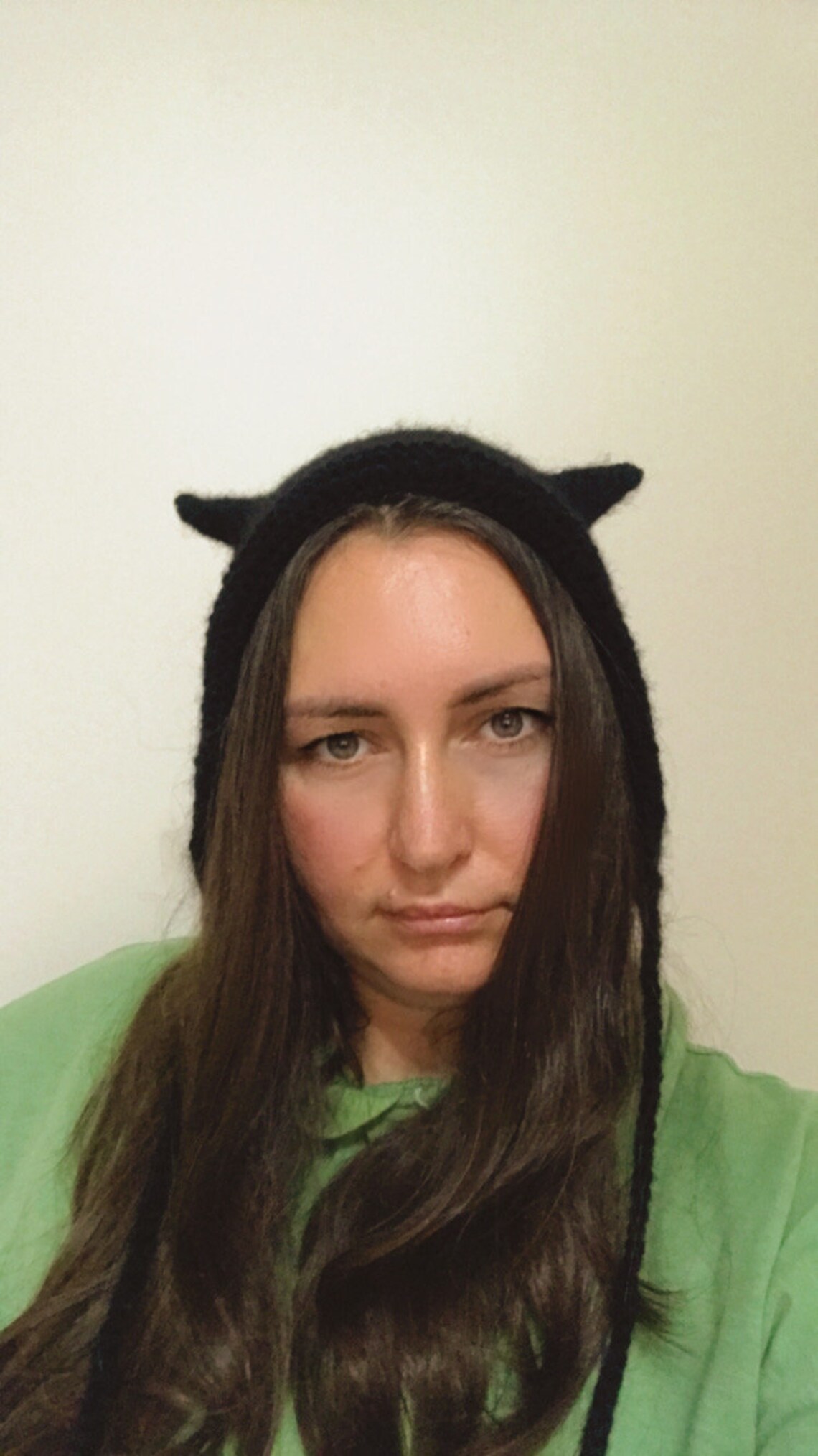 Devil Bonnet Red Knit Cat Bonnet Cat Ears Hat Mohair Knit Adult Bonnet ...