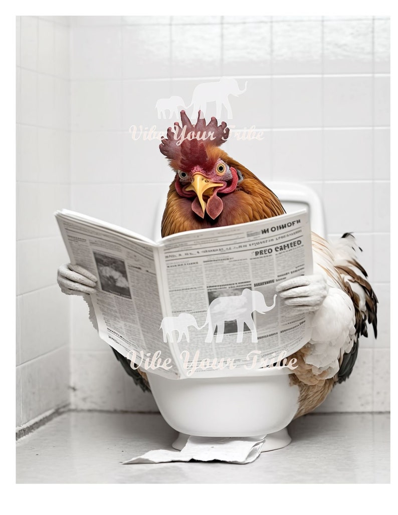 Chicken on Toilet Funny Animal Humor 8x10 Framed Metal Sign Chicken ...