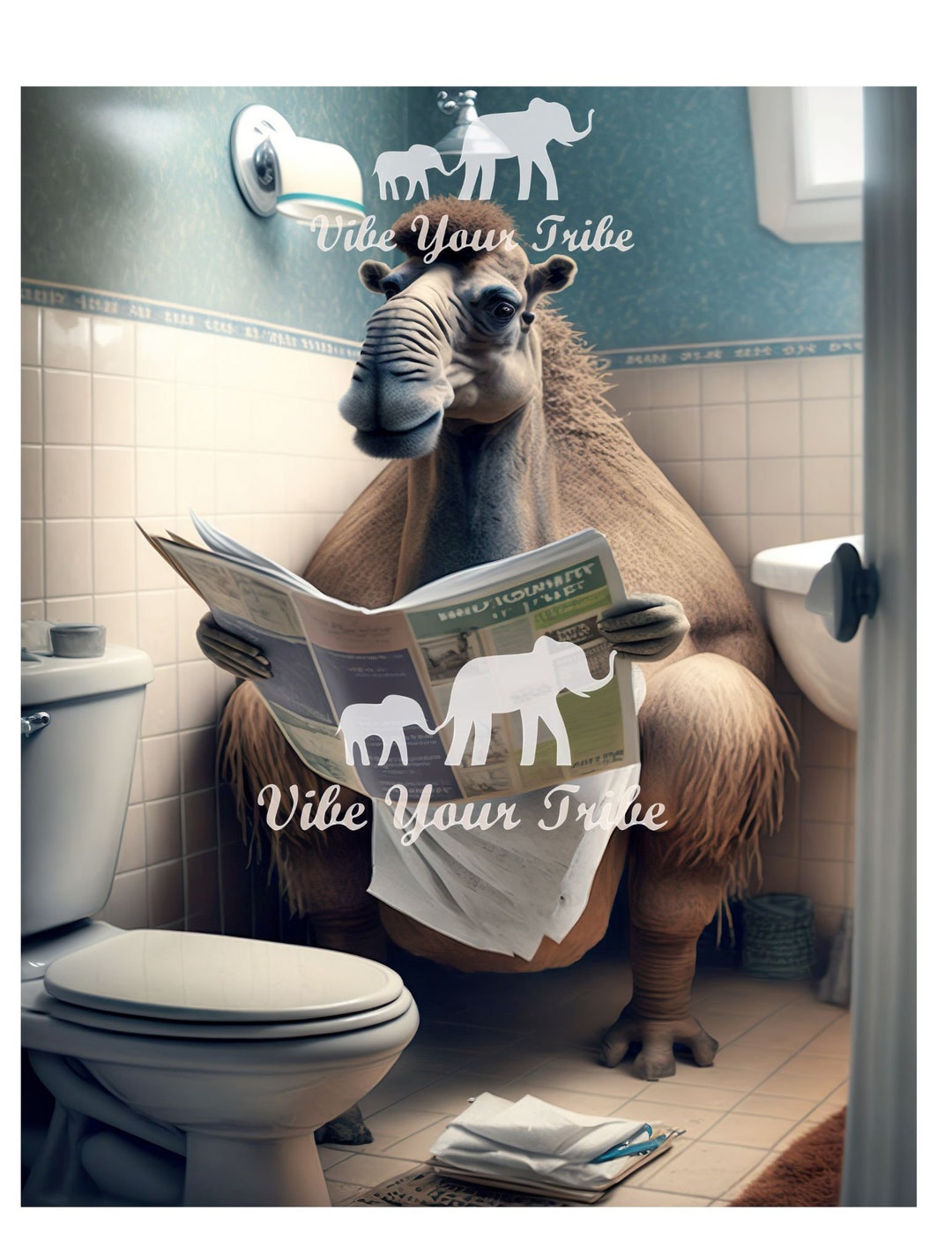 Cheeky Camel on the Toilet 8x10 Framed Metal Sign Animal Lovers ...