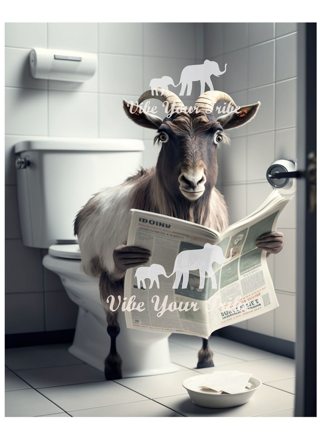 Goat Humor Cheeky Goat on Toilet 8x10 Framed Metal Sign Animal Lovers ...