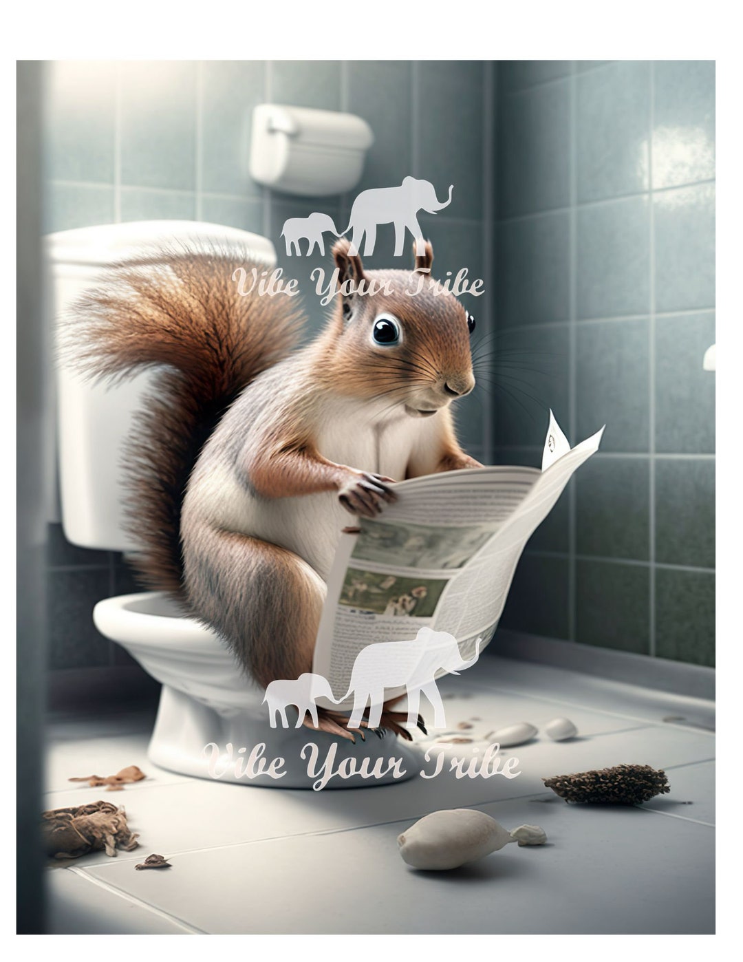 Squirrel on the Toilet Cheeky Animal Humor Squirrel Bathroom Decor/gift ...