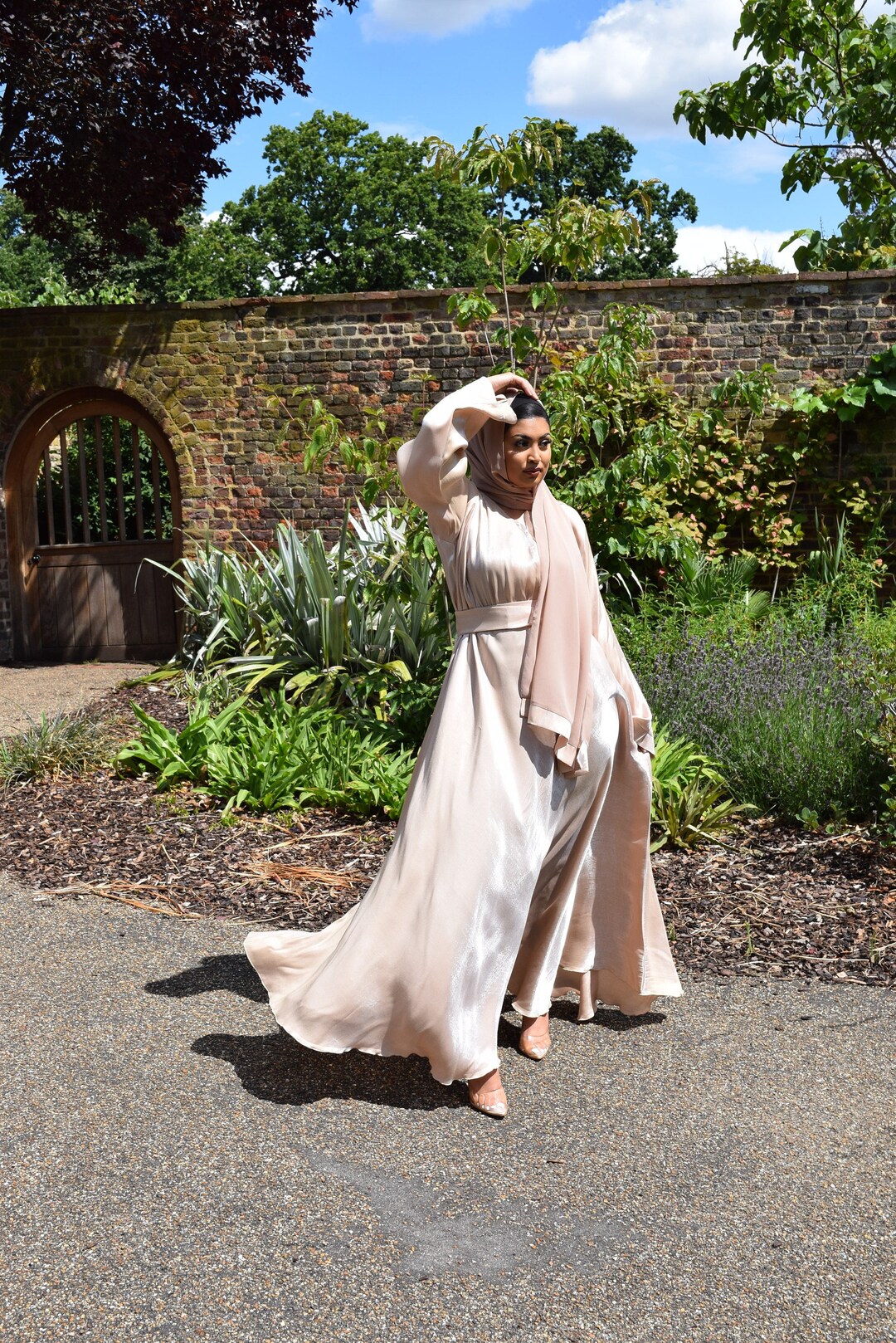 Amalia Wrap Butter Cream Shimmer Flare Abaya - Etsy