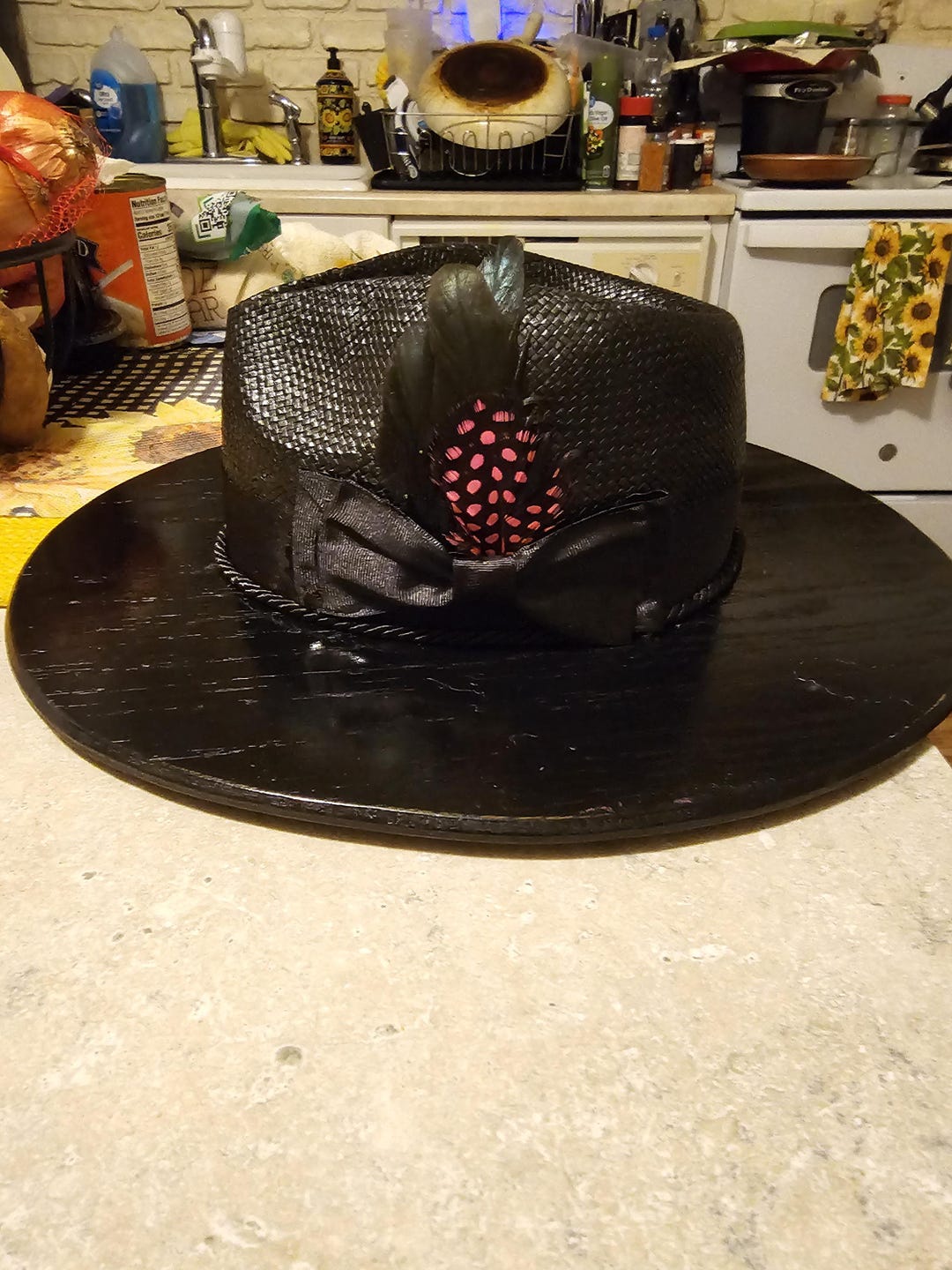 Midnight Black Wide Brim Straw Fedora - Etsy