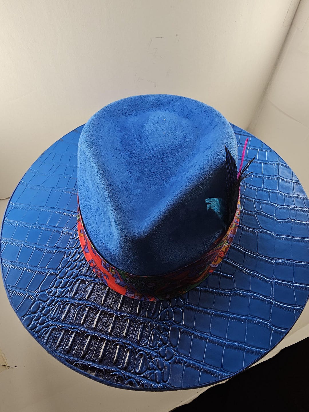 Deluxe Royal Blue Gator Back Wide Brim Fedora - Etsy