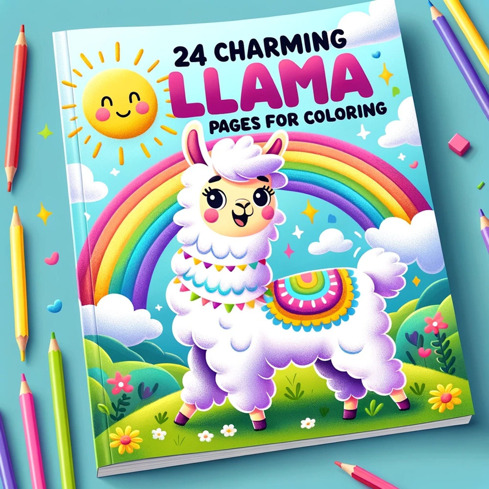24 Charming Llama Pages for Coloring Immediate Download Grayscale Art ...